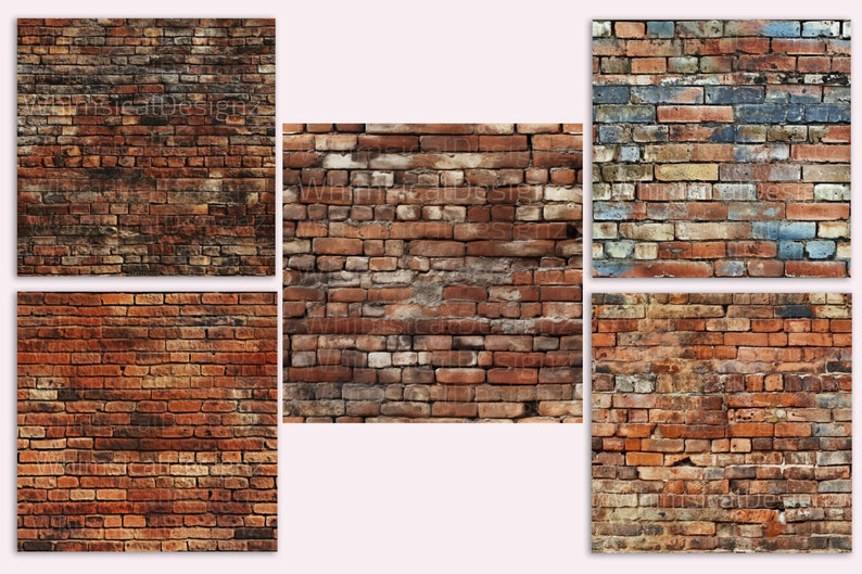 20 Old Brick Wall Seamless Pattern, Digital Paper Pack, Aged, Antique ...