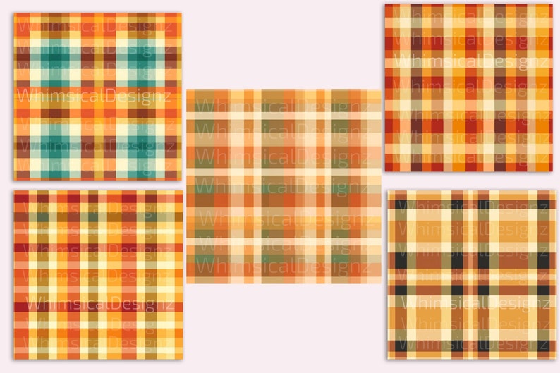 20 Autumn Plaid Seamless Leaves Pattern Digital Paper Pack - Etsy