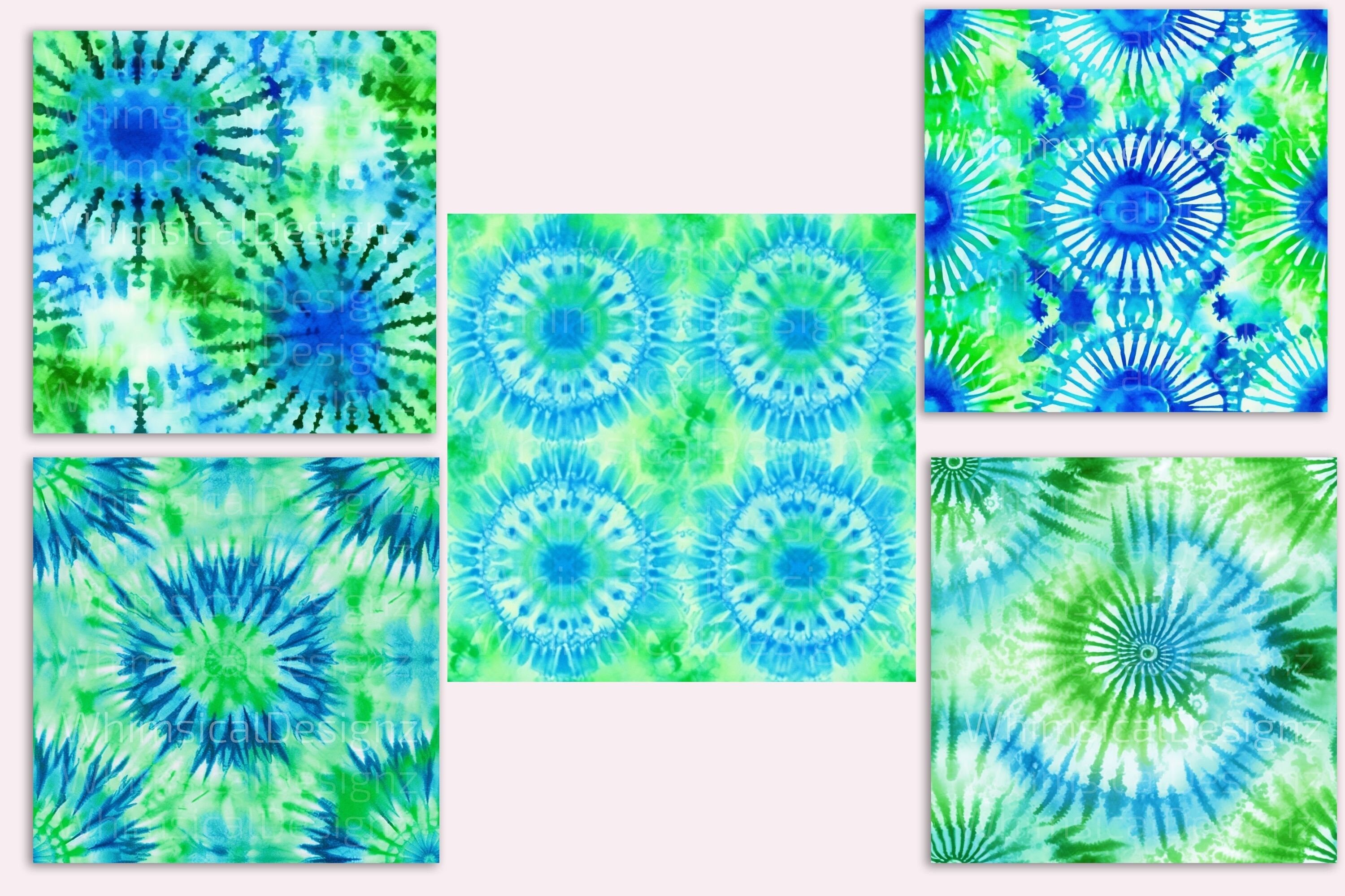 20 Blue Green Tie Dye Seamless Pattern, Digital Paper Pack, Groovy ...