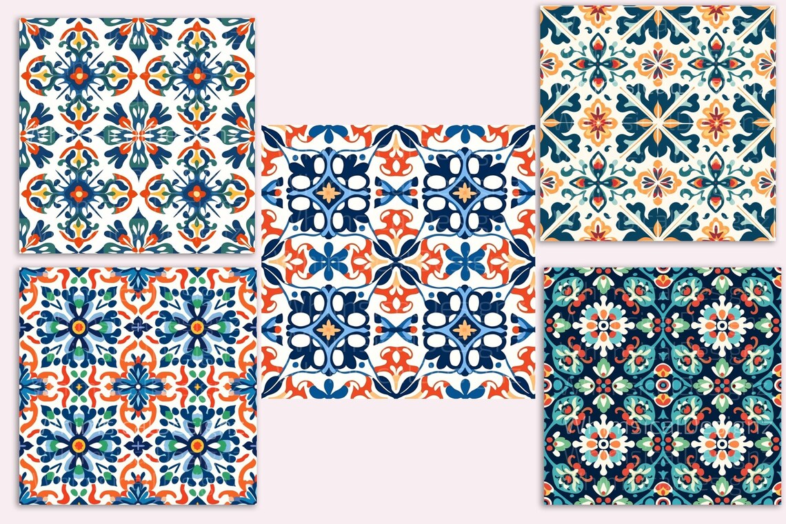 20 Vintage Portuguese Seamless Pattern, Digital Paper Pack, Retro ...