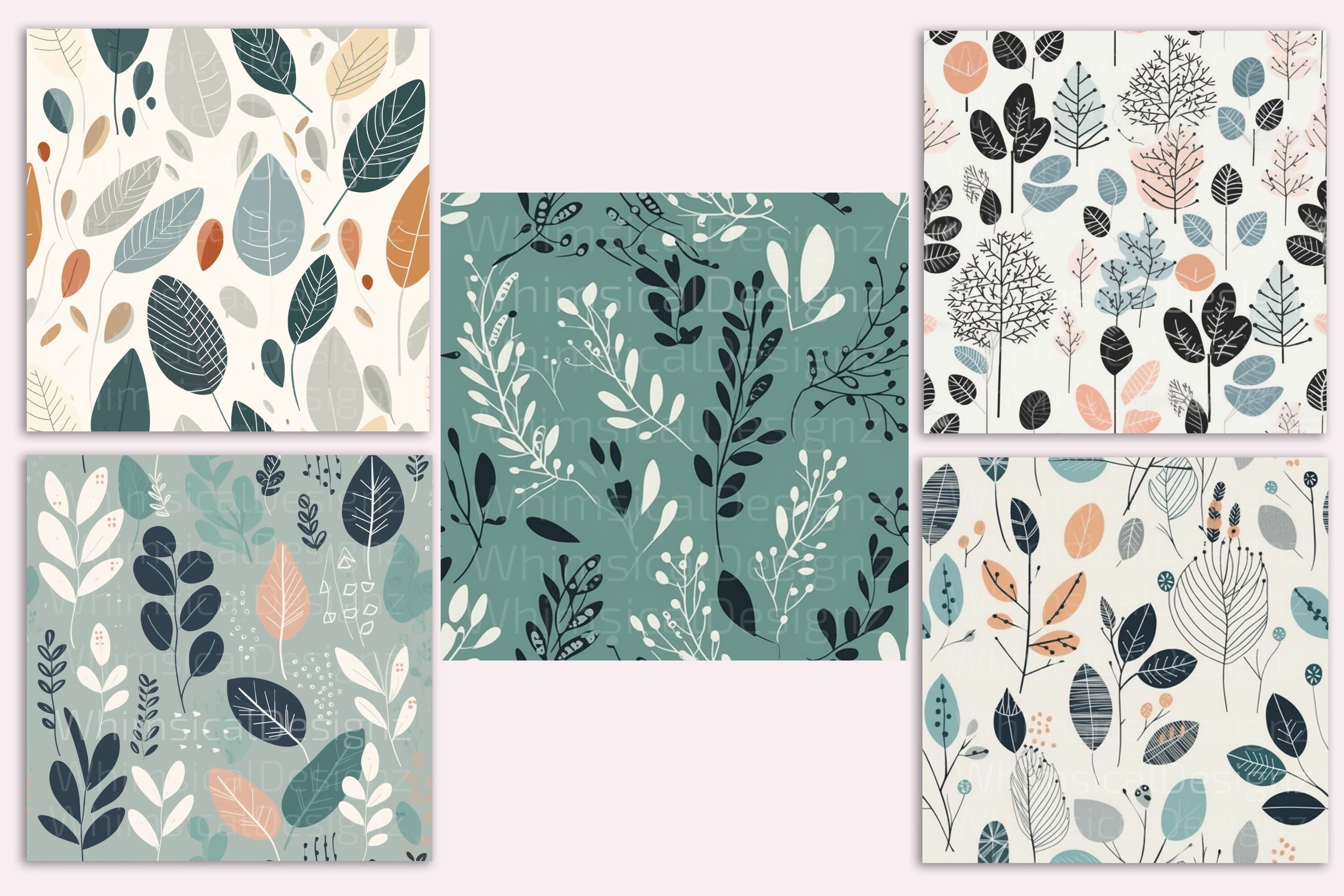 20 Scandinavian Foliage Seamless Pattern, Digital Paper Pack ...