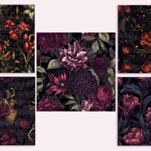 20 Gothic Seamless Floral Pattern, Digital Paper Pack, Nature-inspired ...
