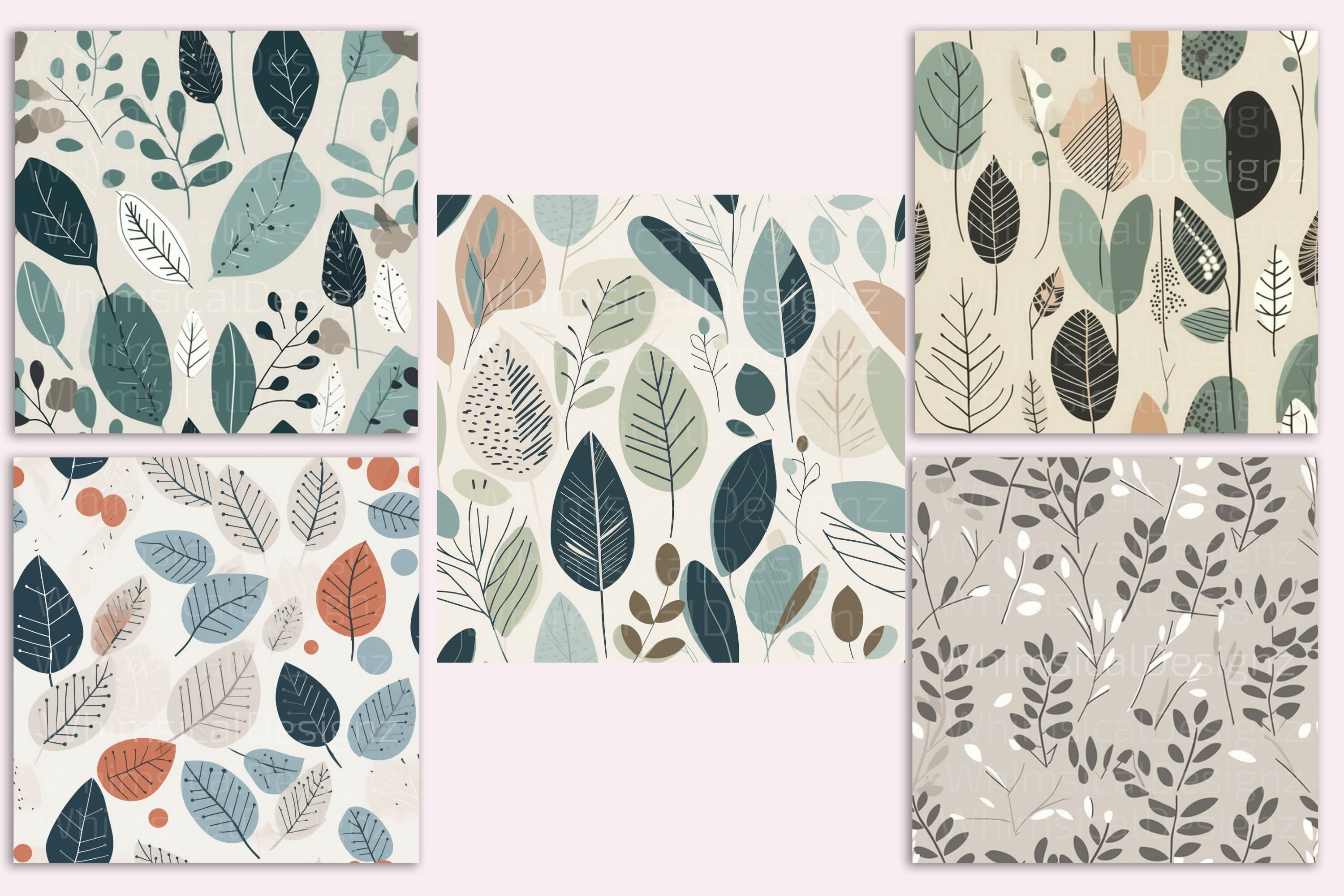 20 Scandinavian Foliage Seamless Pattern, Digital Paper Pack ...