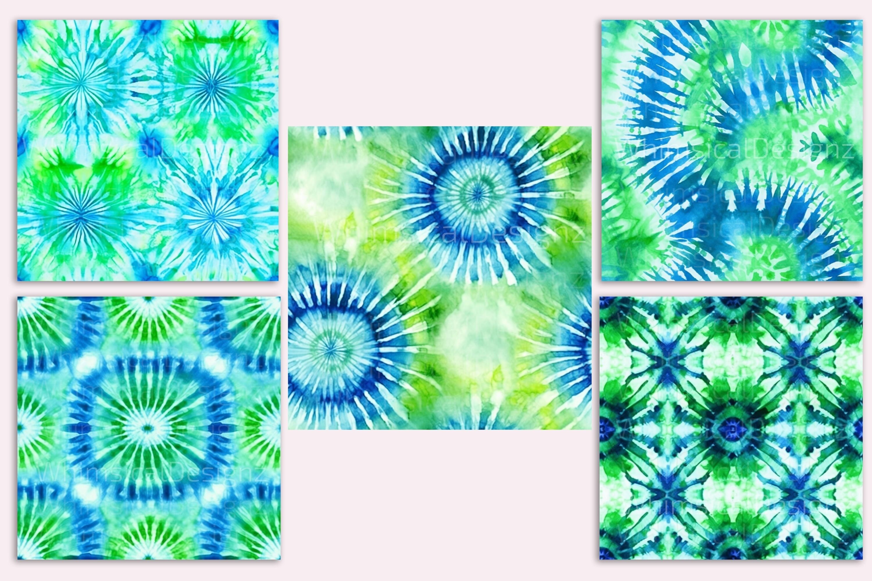 20 Blue Green Tie Dye Seamless Pattern, Digital Paper Pack, Groovy ...
