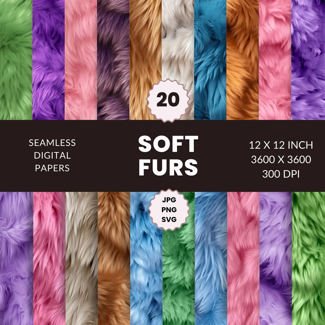 20 Soft Fur Seamless Pattern, Digital Paper Pack, Animal, Fuzzy, Plush ...