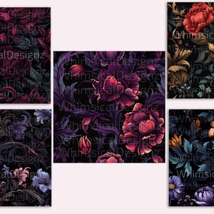 20 Gothic Seamless Floral Pattern, Digital Paper Pack, Nature-inspired ...