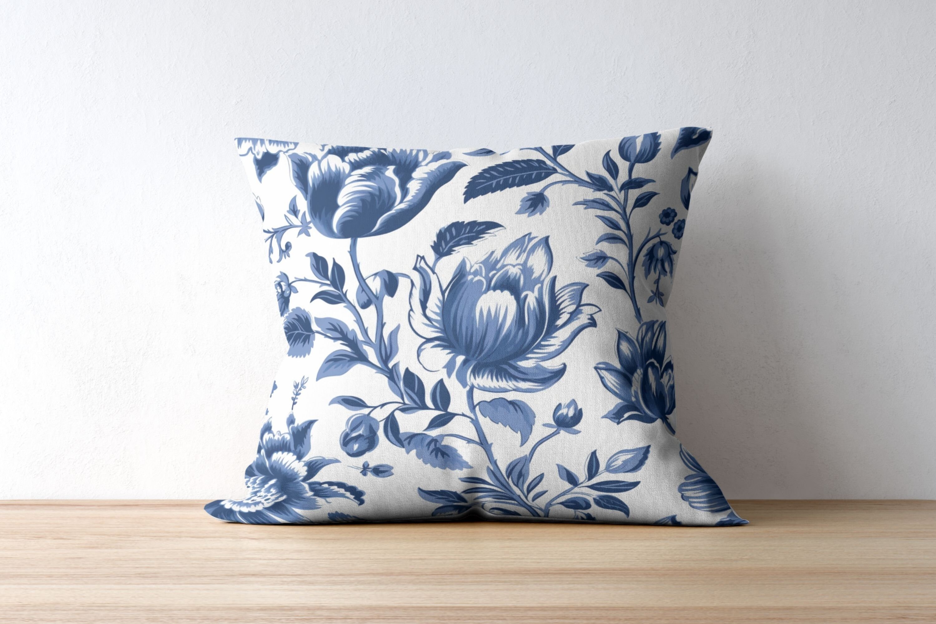 20 Delft Blue Florals Seamless Pattern, Digital Paper Pack, Blue and ...