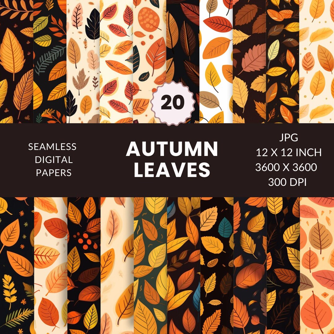 Autumn Leaves Seamless Pattern, Fall Foliage Digital Paper Download ...