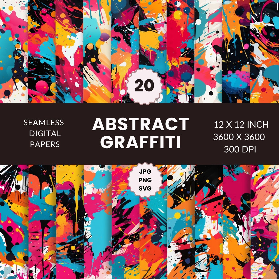 20 Abstract Graffiti Seamless Pattern, Digital Paper Pack, Grunge ...