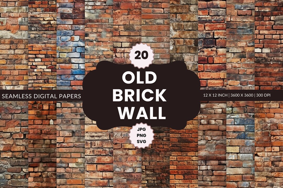 20 Old Brick Wall Seamless Pattern Digital Paper Pack Aged - Etsy