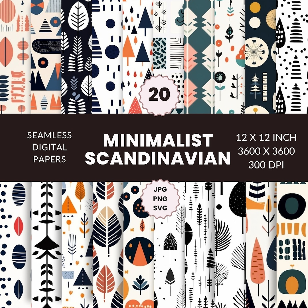 20 Minimalist Scandinavian Seamless Pattern, Digital Paper Pack ...