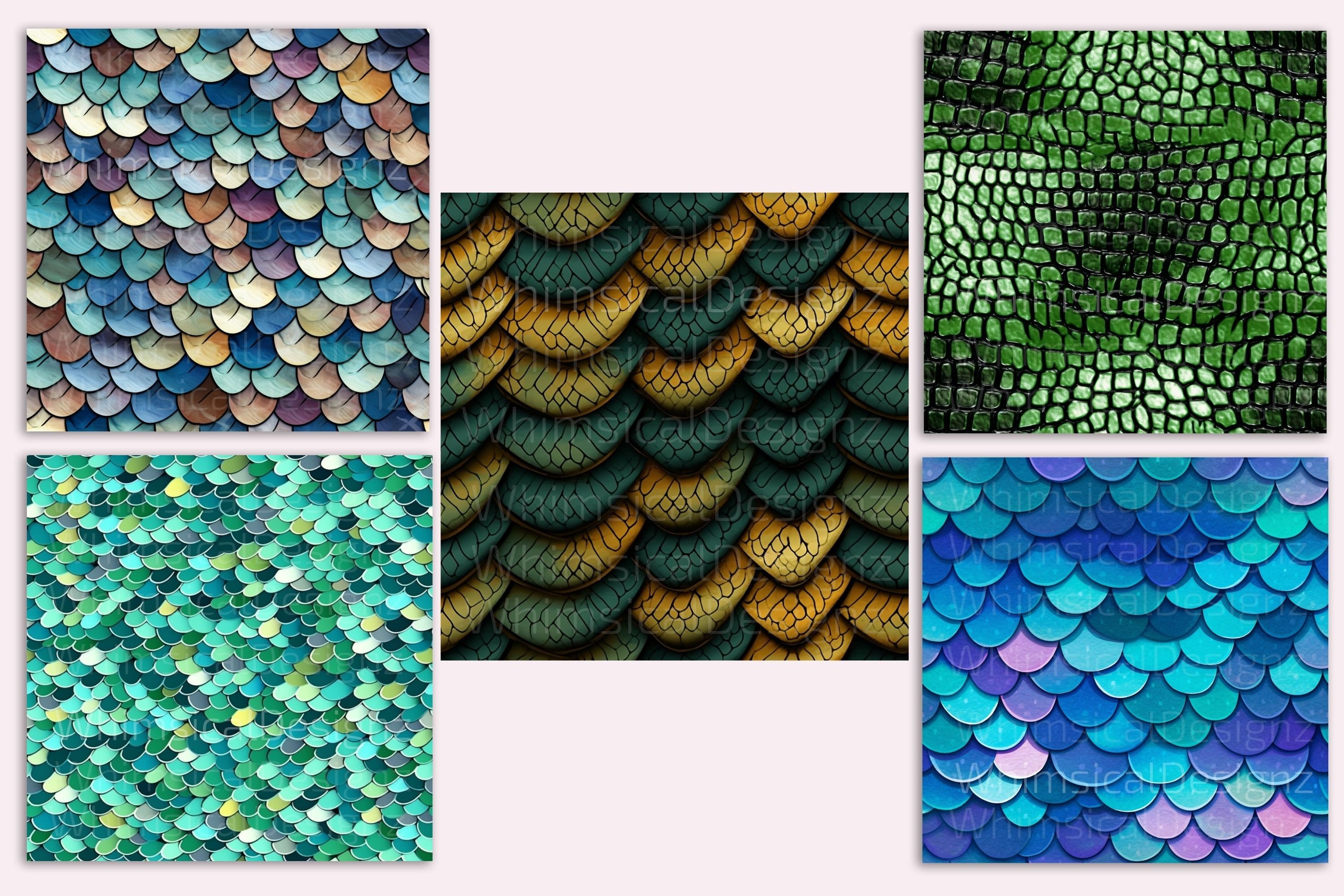 20 Animal Scales Seamless Pattern, Digital Paper Pack, Reptile-inspired ...