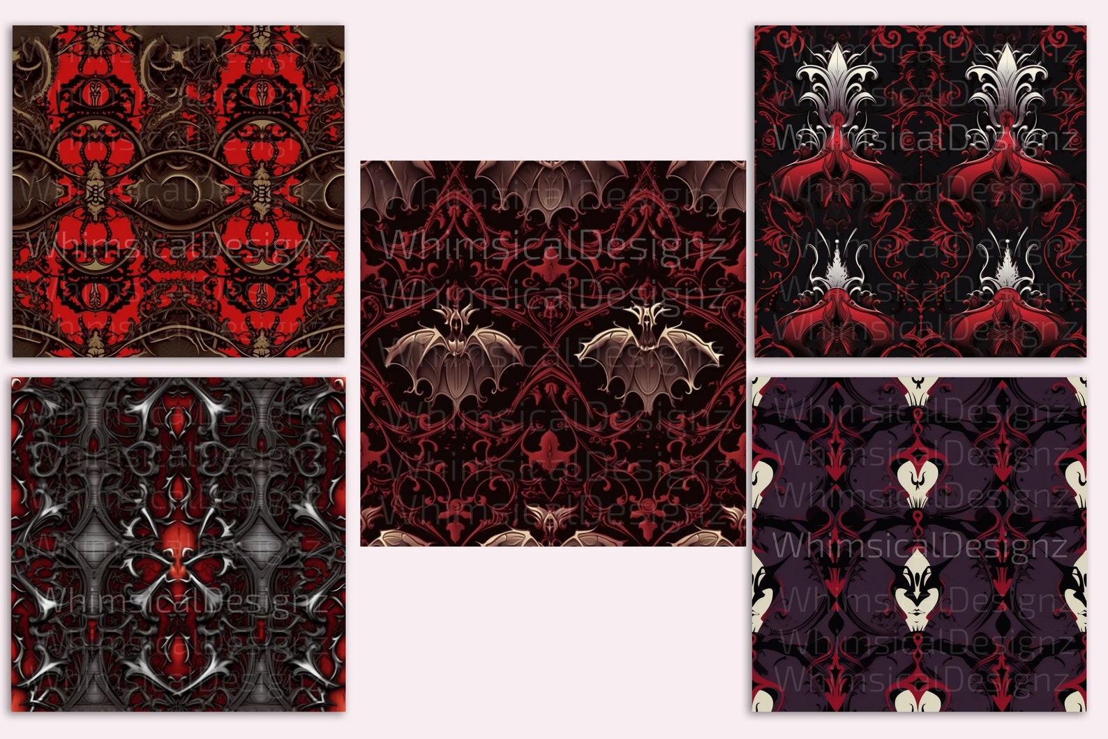 20 Vampire Seamless Gothic Pattern, Digital Paper Pack, Dark-themed ...
