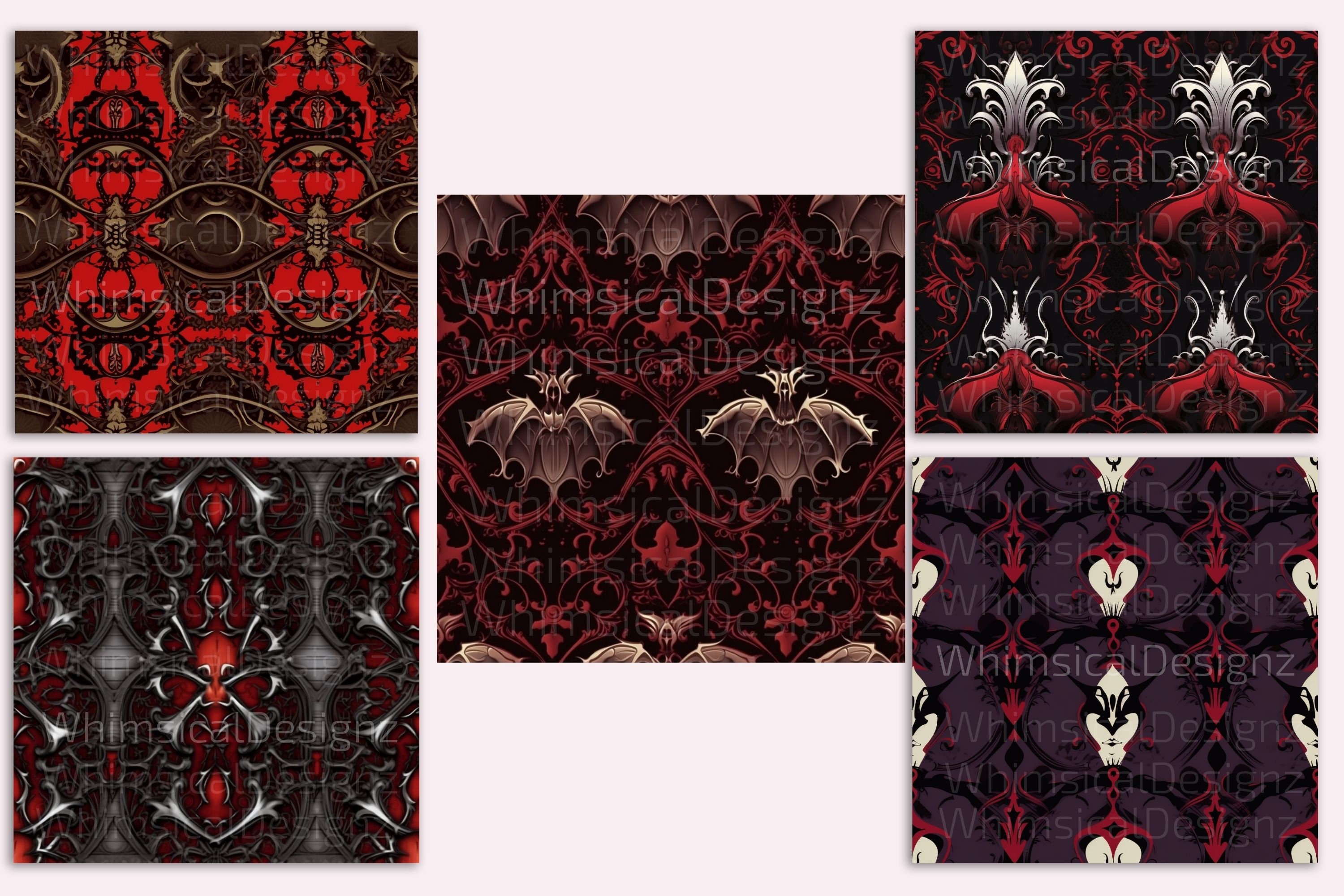20 Vampire Seamless Gothic Pattern, Digital Paper Pack, Dark-themed ...