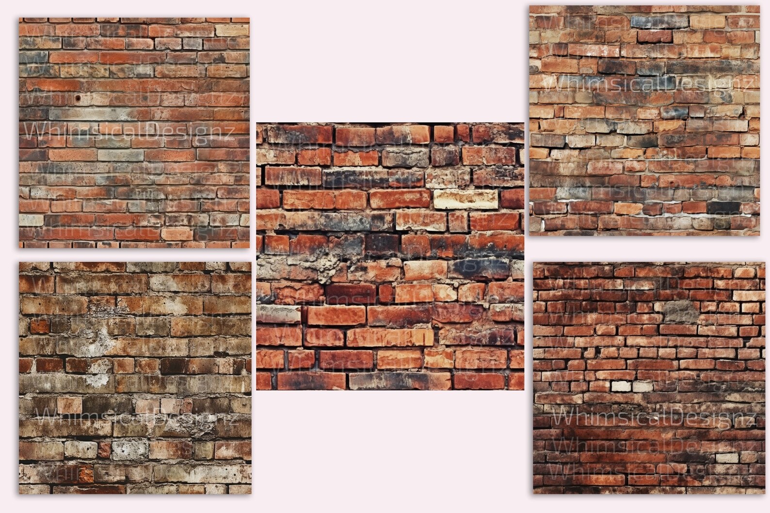 20 Old Brick Wall Seamless Pattern, Digital Paper Pack, Aged, Antique Brickwork, Instant ...