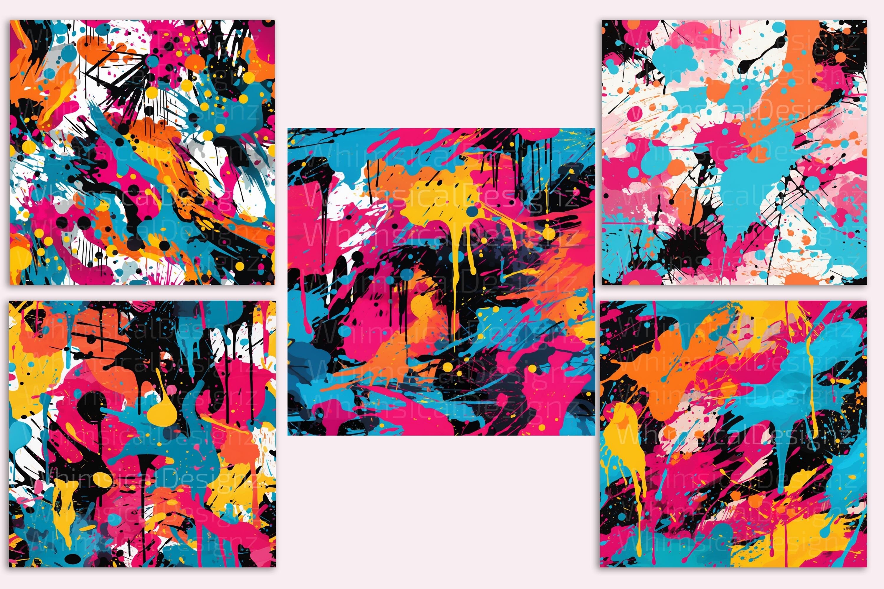 20 Abstract Graffiti Seamless Pattern, Digital Paper Pack, Grunge ...