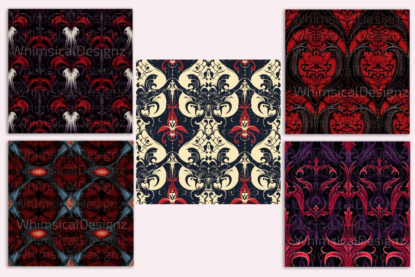 20 Vampire Seamless Gothic Pattern, Digital Paper Pack, Dark-themed ...