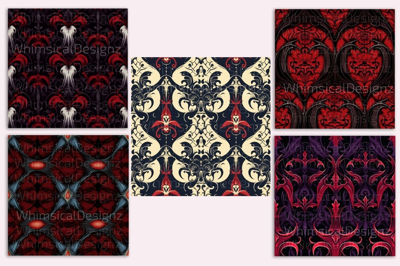 20 Vampire Seamless Gothic Pattern, Digital Paper Pack, Dark-themed ...