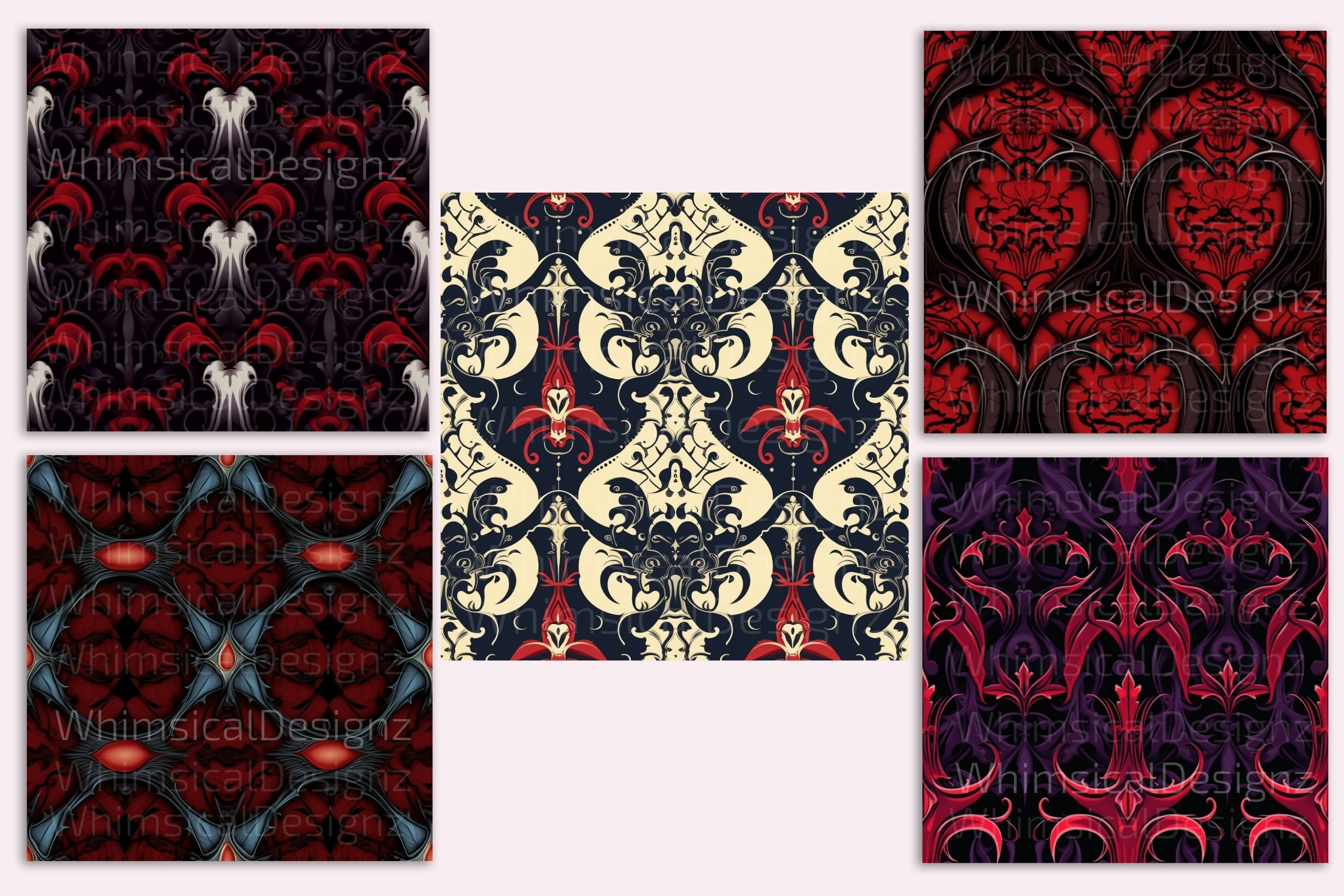 20 Vampire Seamless Gothic Pattern, Digital Paper Pack, Dark-themed ...
