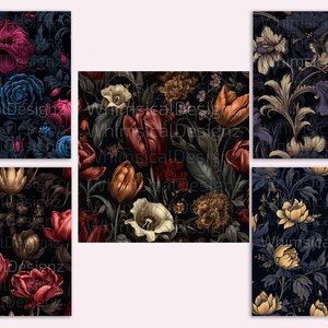 20 Gothic Seamless Floral Pattern, Digital Paper Pack, Nature-inspired ...