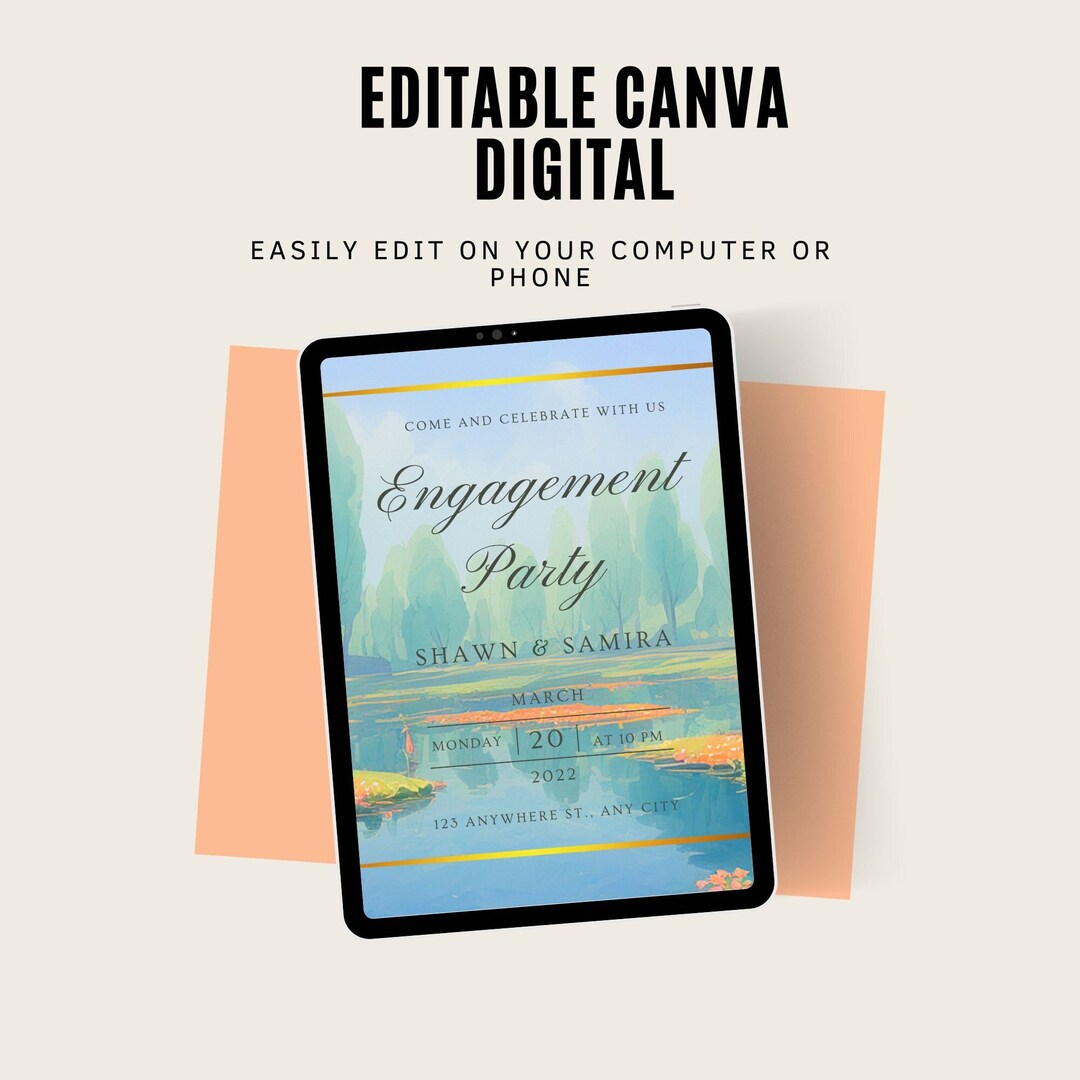 Editable Canva for Invitation, Engagement Invite, Party E-invite - Etsy
