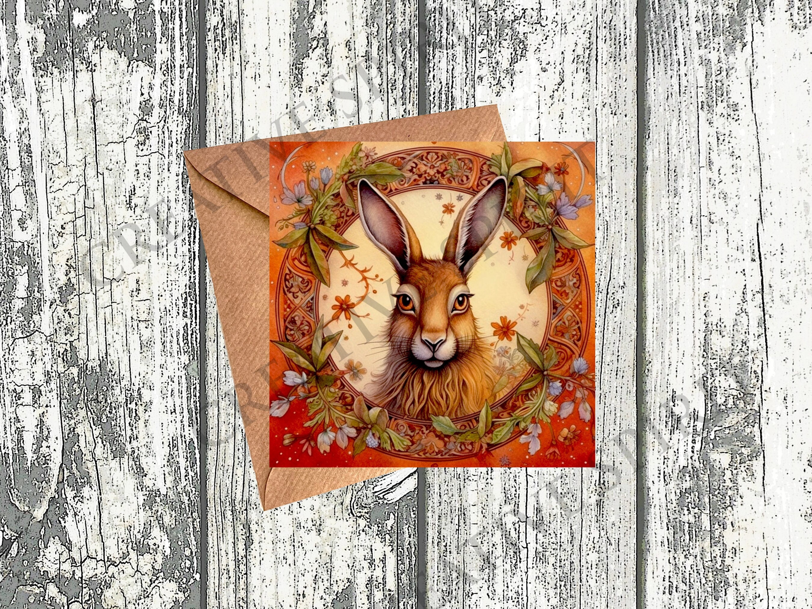 Yule Hare Card Celtic Folklore Nature Seasons Greetings Pagan Christmas ...
