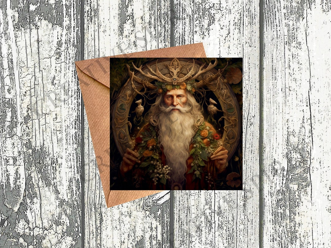Yule King Christmas Card Solstice Seasons Greetings Celtic Pagan Wicca ...