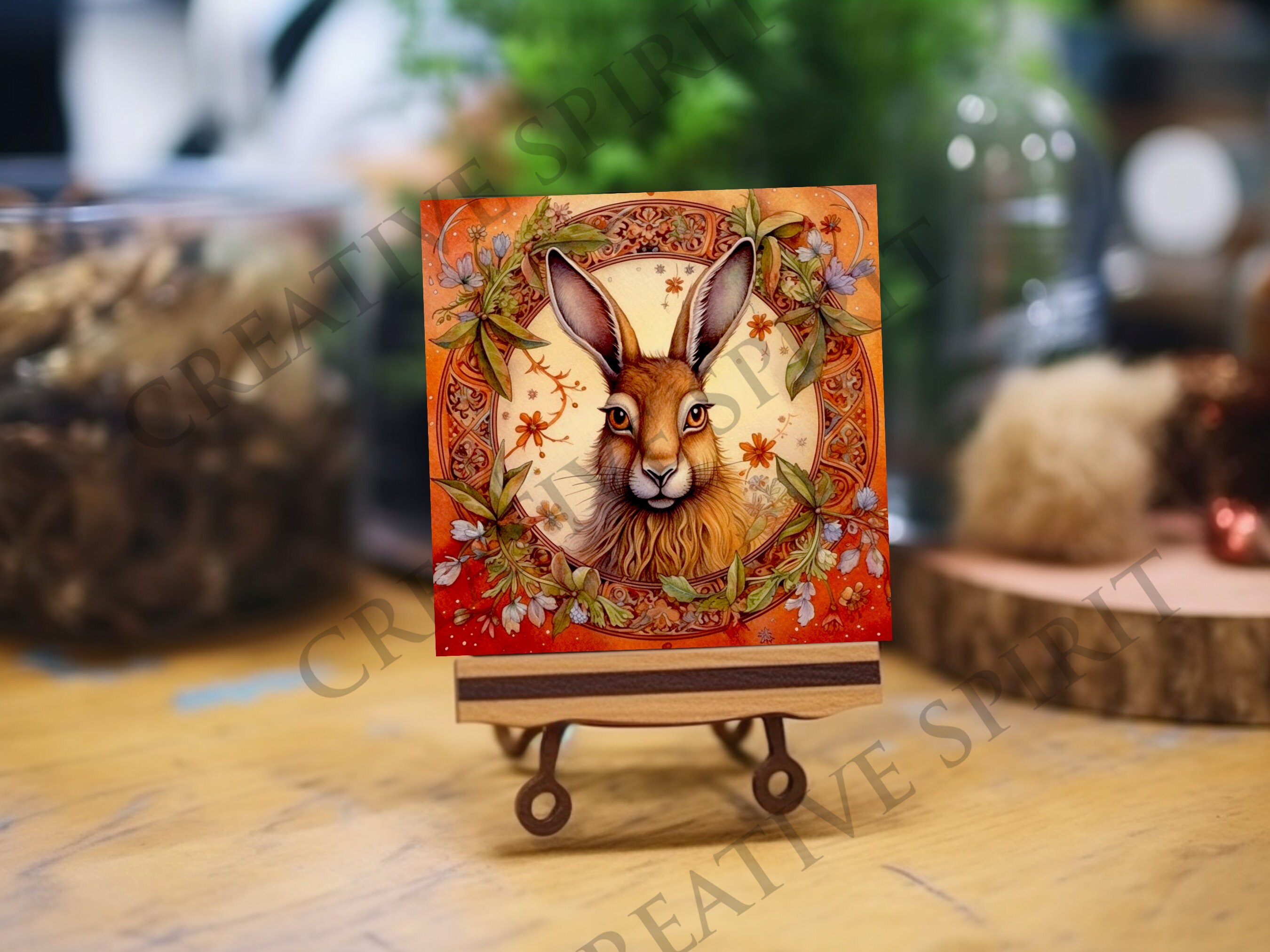 Yule Hare Card Celtic Folklore Nature Seasons Greetings Pagan Christmas ...