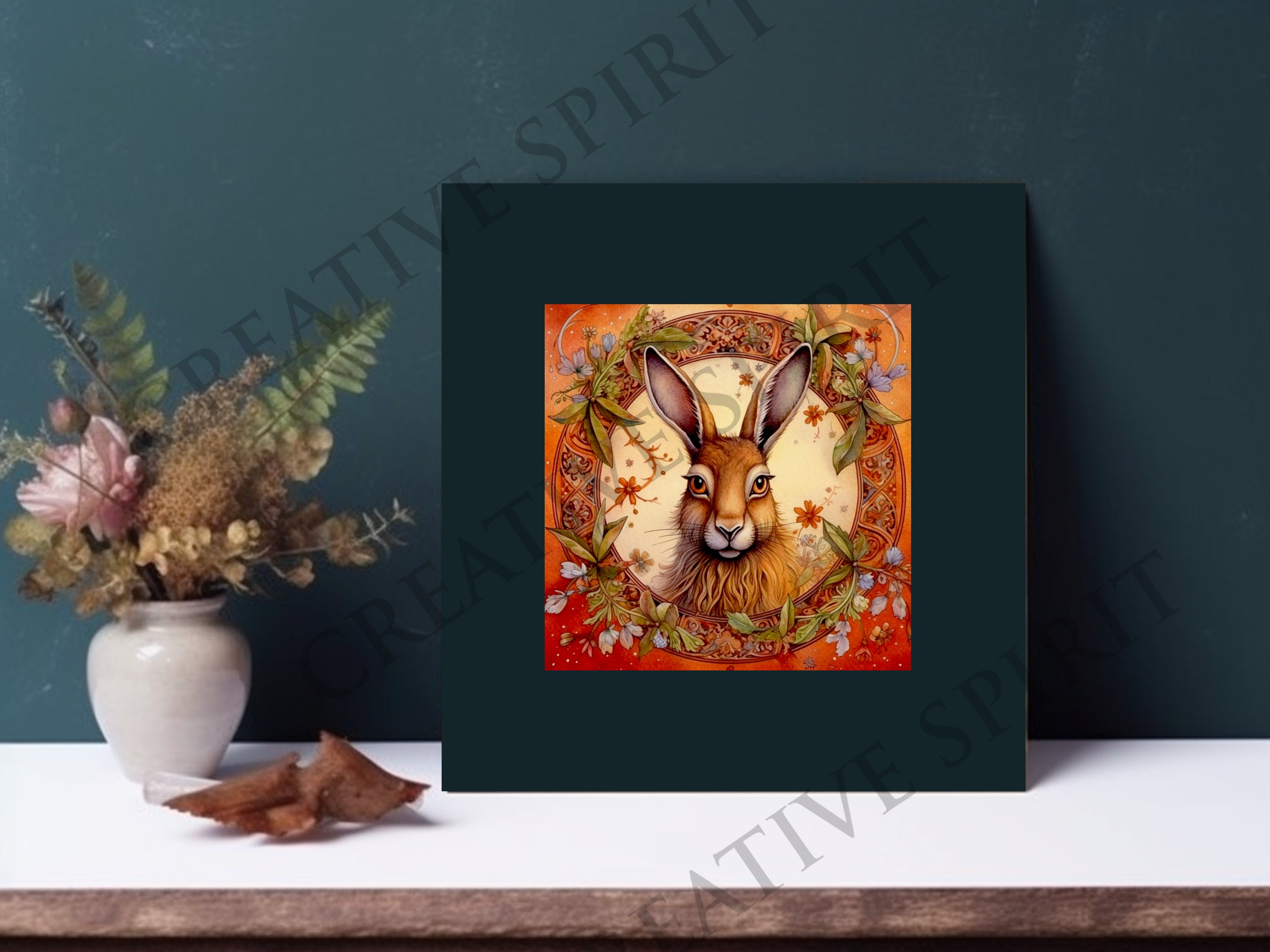 Yule Hare Card Celtic Folklore Nature Seasons Greetings Pagan Christmas ...