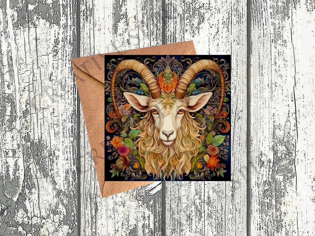 Yule Goat Card Celtic Folklore Norse Mythology Nature Pagan Christmas ...