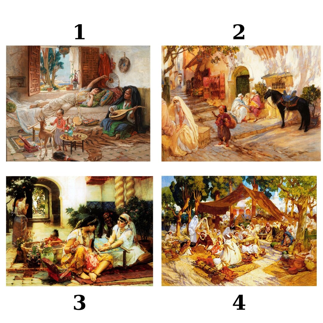 Set of 3 Horizontal Frederick Arthur Bridgman Canvas Wall Art Aesthetic ...