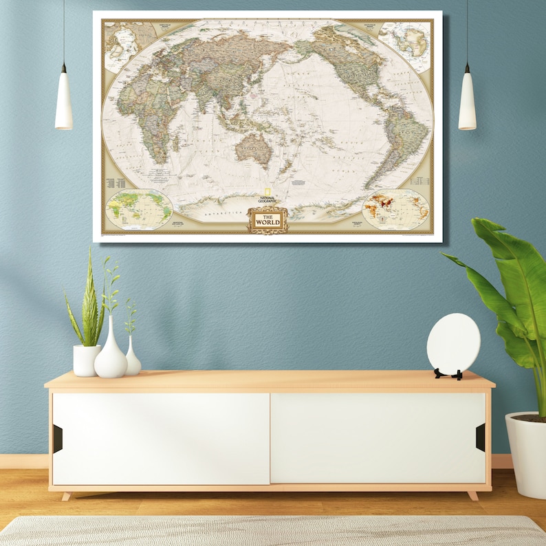 National Geographic World Map Canvas Wall Art Modern Home - Etsy