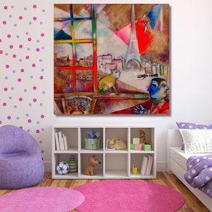 Paris Through the Window by Marc Chagall Cubist Artwork Reproduction ...