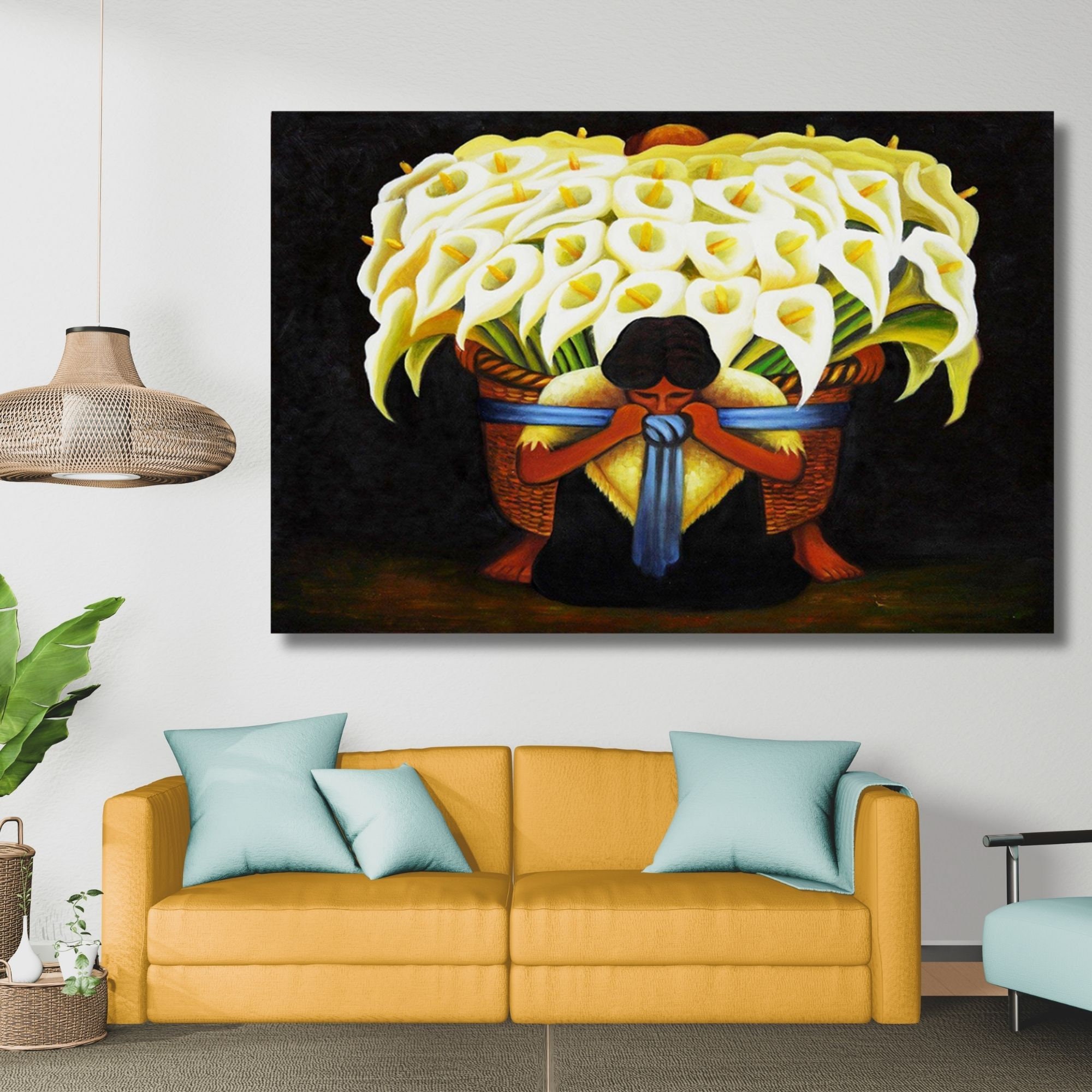 Flower Carrier by Diego Rivera Canvas Wall Art Diego Rivera Famous ...