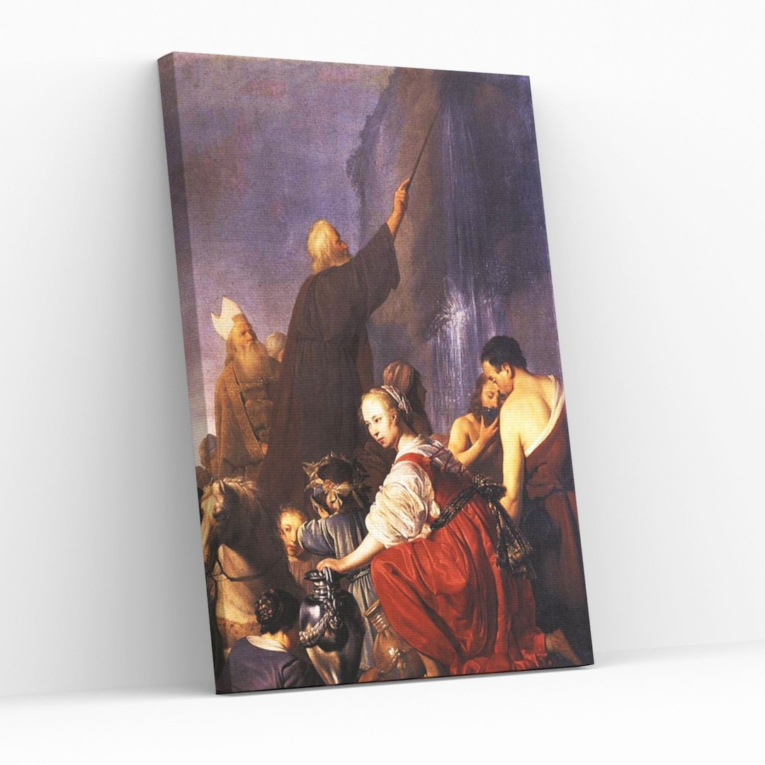 Moses Striking the Rock by Pieter De Grebber Canvas Wall Art Famous Art ...
