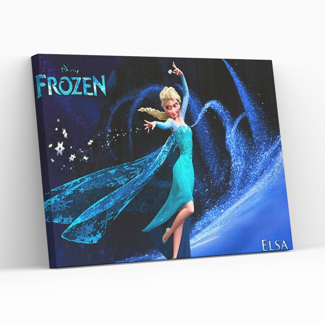 Elsa Frozen Watercolor Canvas Wrap Wall Art Aesthetic Kids Room Decor ...