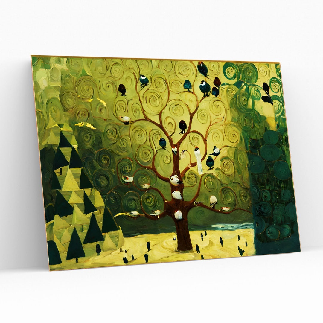 Authentic Green Tree of Life,gustav Klimt Inspired Tree of Life,canvas ...