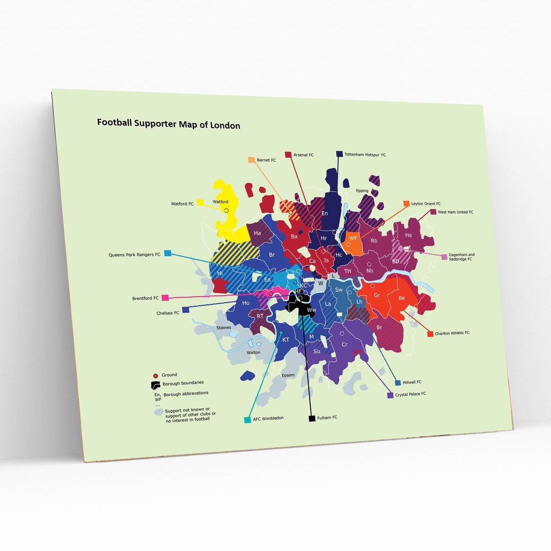 Football Supporter Map of London Canvas Wall Art,sports Canvas Art ...
