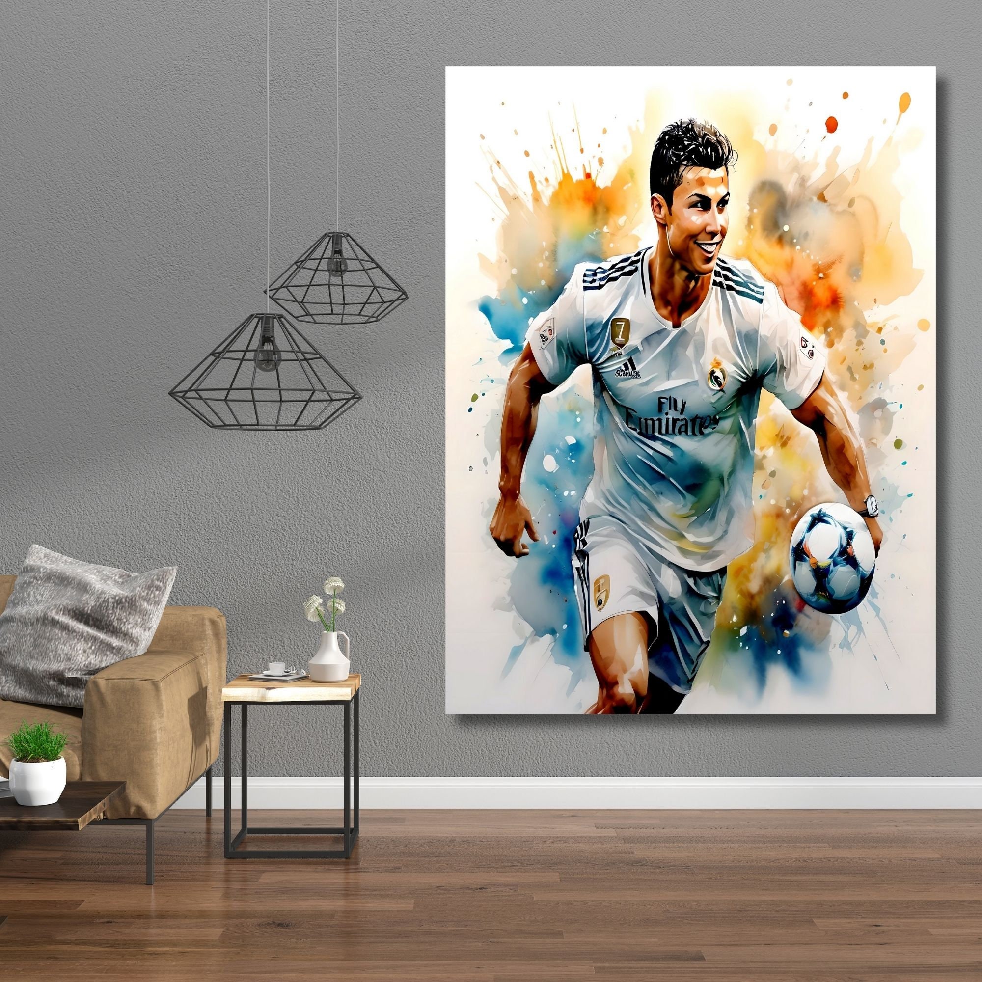 Cristiano Ronaldo Watercolor Design Football Soccer Legend Kidsroom ...
