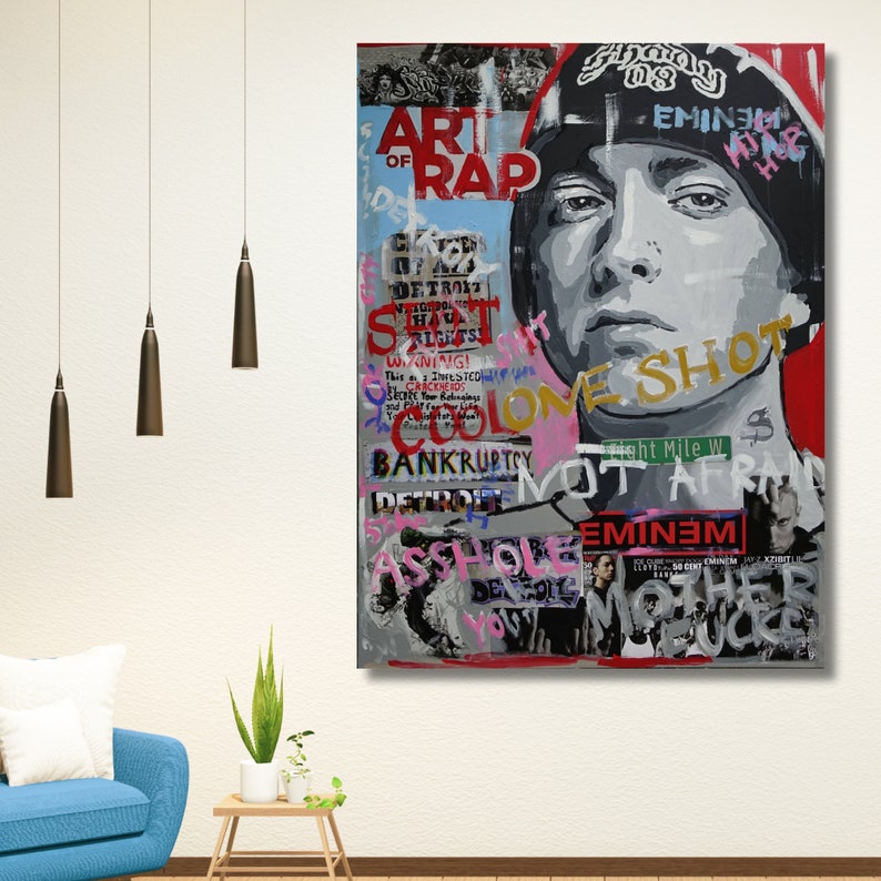 Banksy Eminem Rap Graffiti Street Art Office-home Decor Ready - Etsy