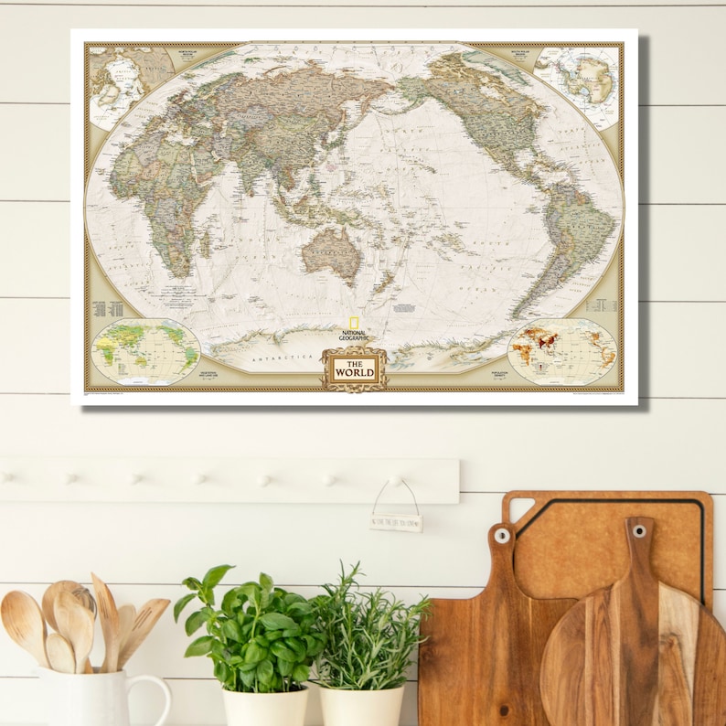 National Geographic World Map Canvas Wall Art Modern Home - Etsy