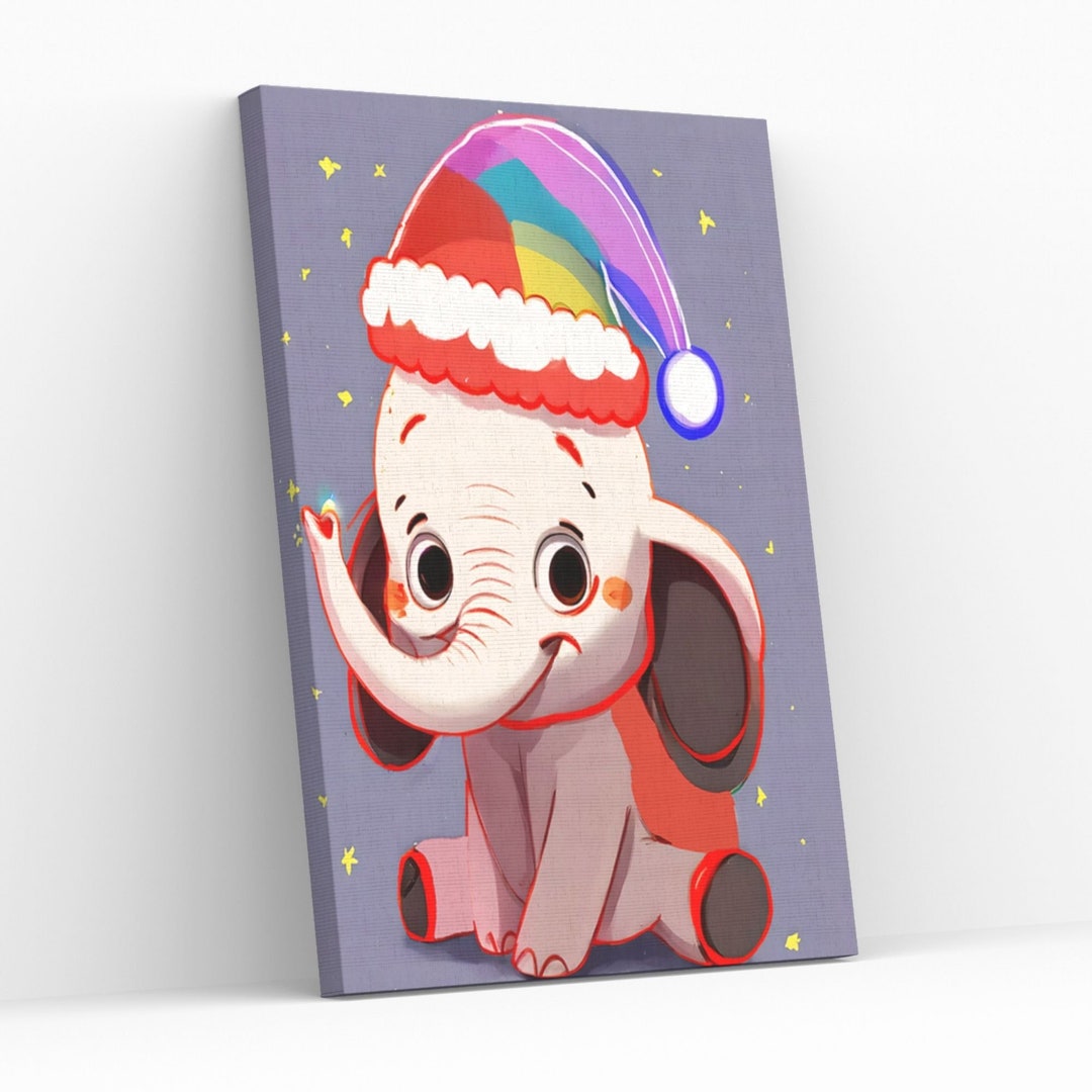 Super Cute White Elephant Canvas Wall Art Modern Home Decor White ...