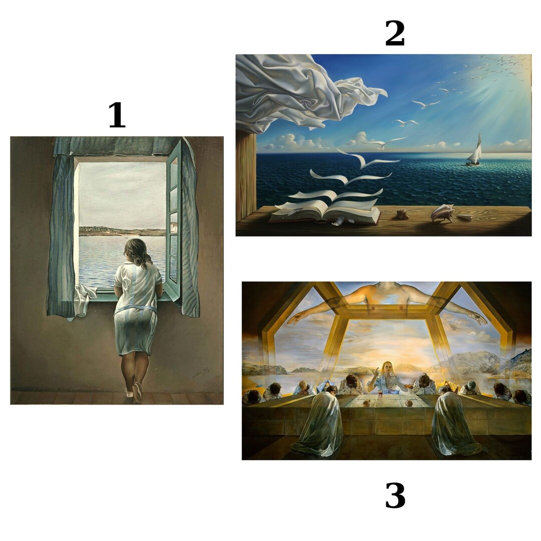 Set of 3 Salvador Dali Artwork Reproduction Canvas Wall Art Museum ...