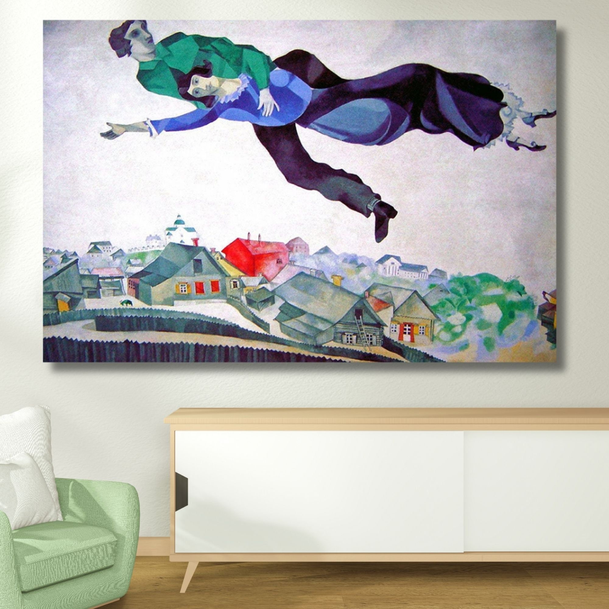 Marc Chagall Over the Town,artwork Reproduction,canvas Wall Art,print ...