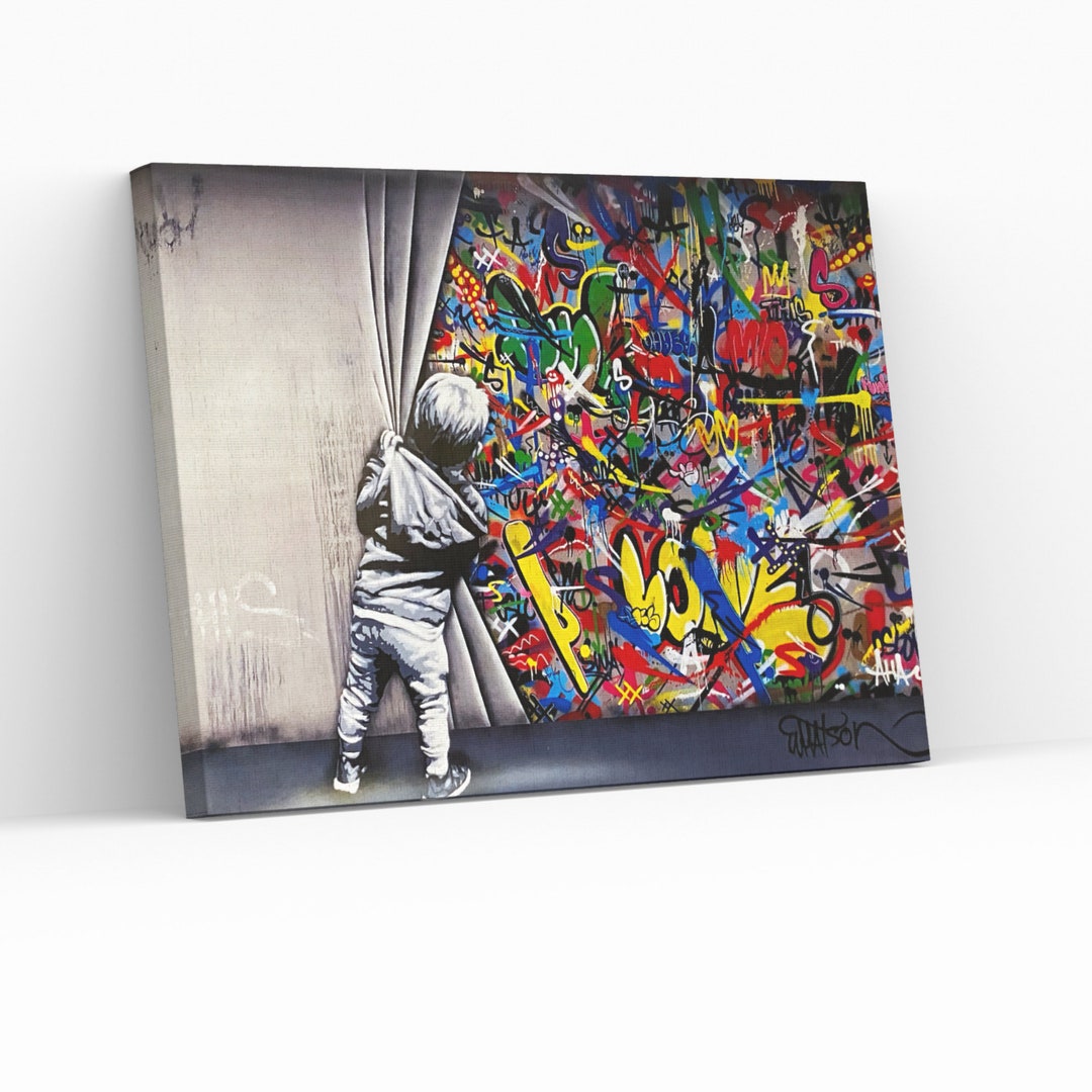 Banksy Behind the Curtain Graffiti Walldecor Gift for Kids Room Ready ...