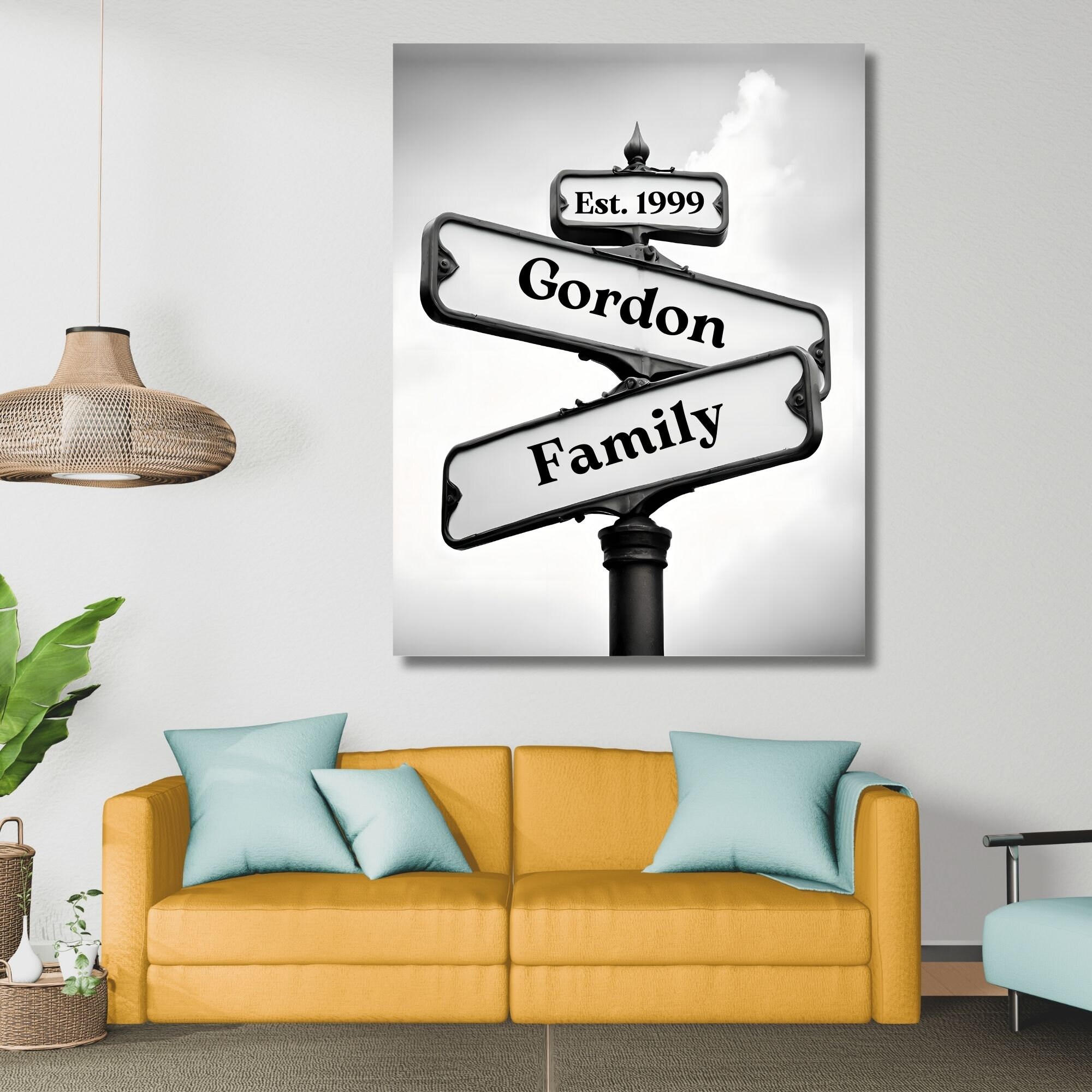 Personalized Name Vintage Street Sign Canvas Wall Art Custom Name ...