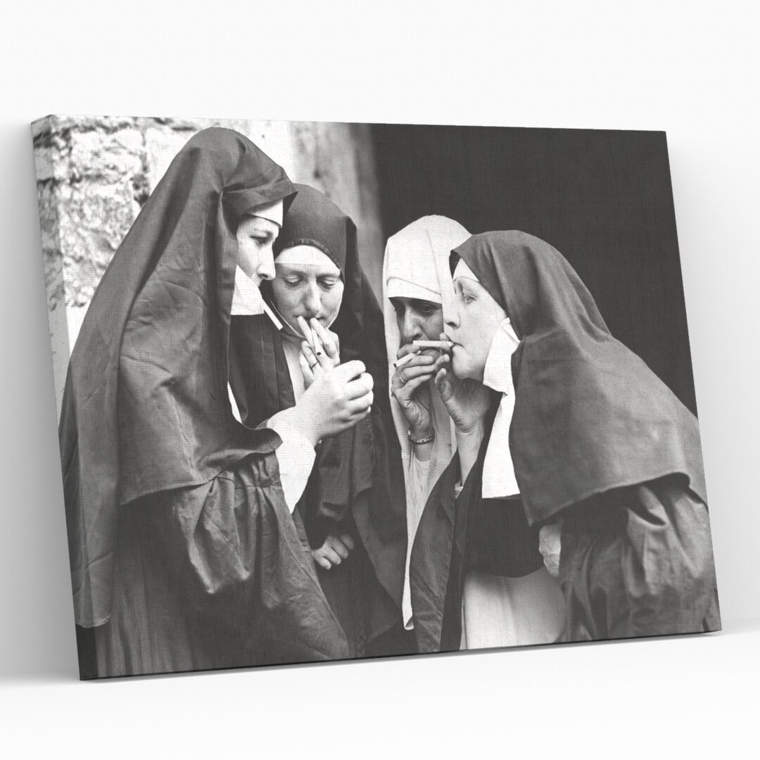 Smoking Nuns Ready Wall Hanging Canvas Wall Art Painting Print Poster ...