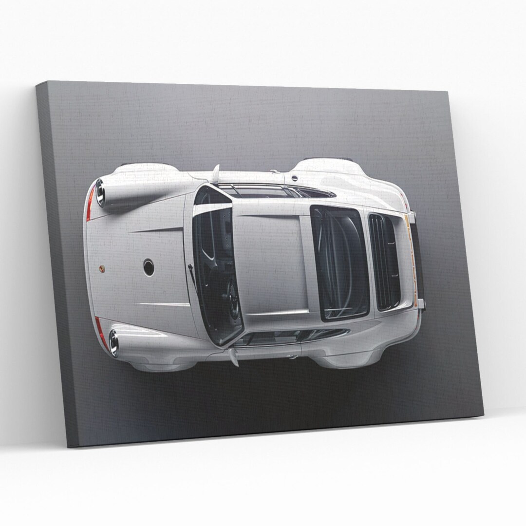 White Porsche 911 Black Background Canvas Wall Art Legendary Model ...