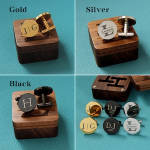 Custom Cufflinks - Engraved Box Optional, Personalized Wedding Day Cuff ...
