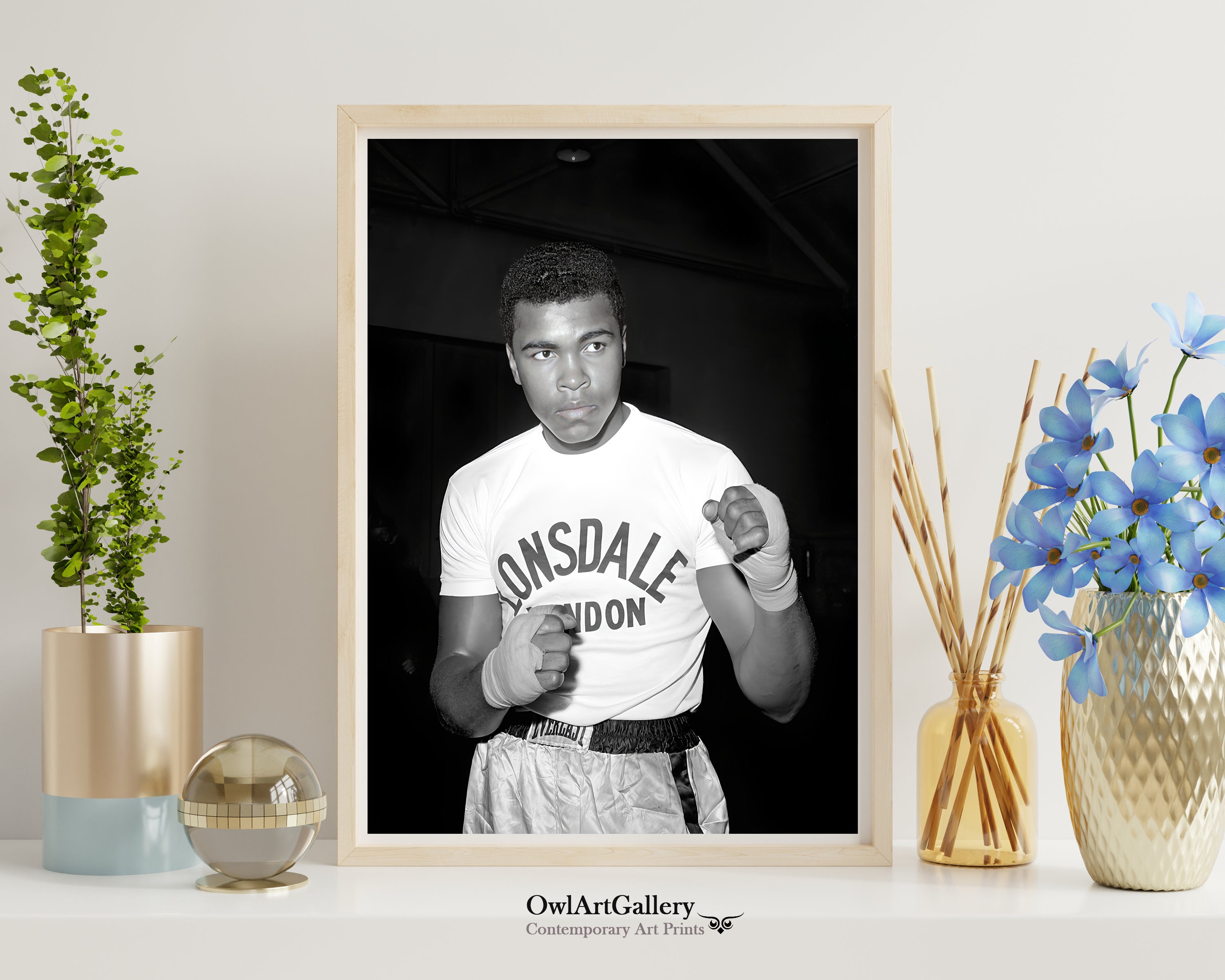 Muhammad Ali Print, Muhammad Ali Black and White Wall Art, Vintage ...
